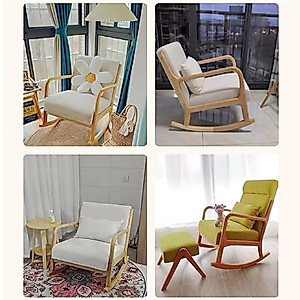 HXFAAFXH Rocking Chair Nursery,Wooden Rocking Chairs,Upholstered Glider Chair with High Backrest Armchair Chair,Modern Rocker Chairs for Living Room Bedroom Offices (Color : Green, Size : 65x78x71cm)