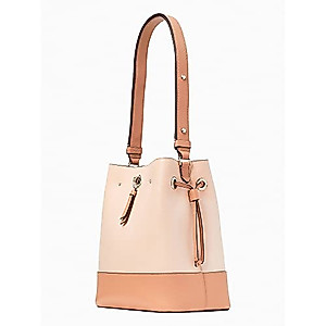 Kate Spade NY Marti Colorblock Pebbled Leather Large Bucket Crossbody Purse in Soft Rose (Soft Pink)