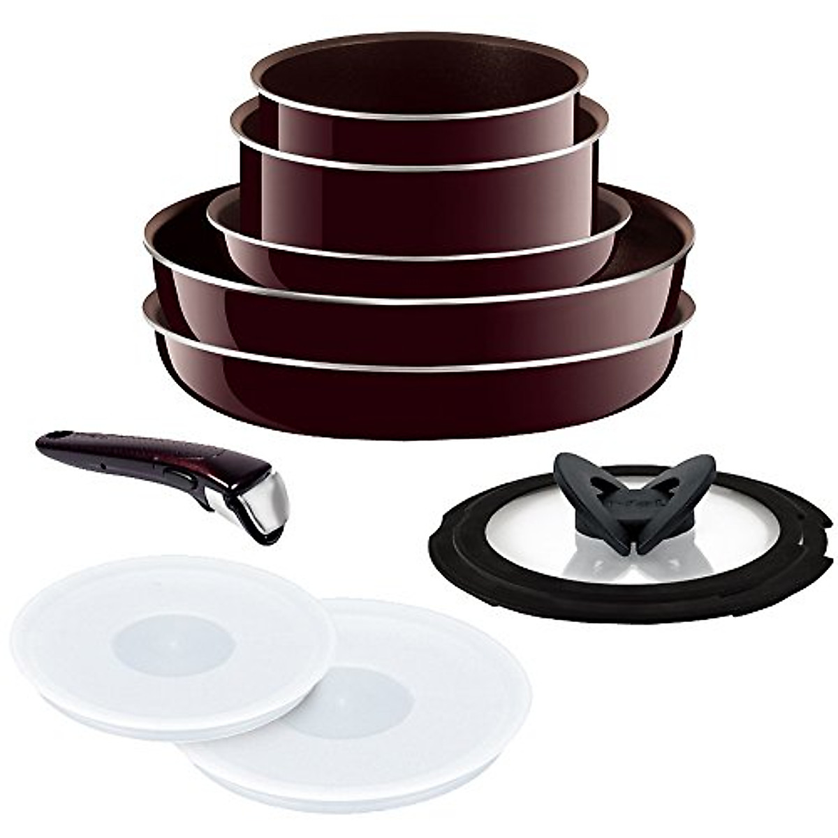 T-FAL frying pan 10-point set detachable handle Ingenio Neo mahogany Premier set with a lid 9 gas fire heater dedicated L63192