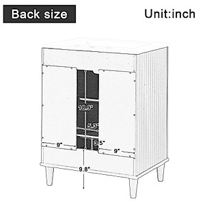 24" Bathroom Vanity Sink Combo, Freestanding Single Basin Vanity Set with Two Doors and Adjustable Shelves Solid Wood Bathroom Sink Cabinet, White