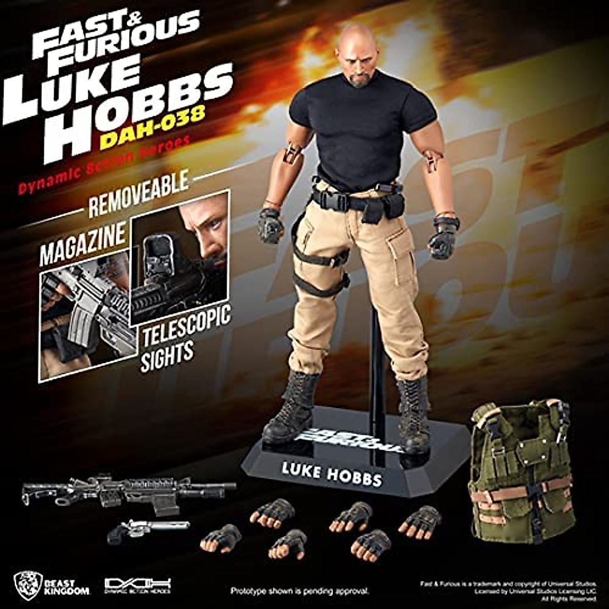 Beast Kingdom The Fast and The Furious: Luke Hobbs DAH-038 Dynamic 8ction Action Figure, Multicolor