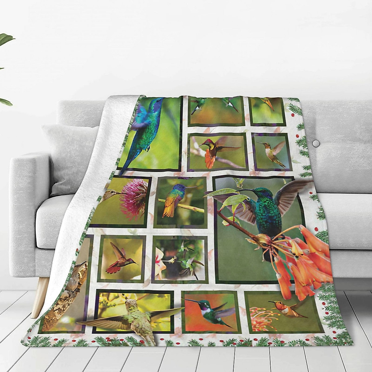 Hummingbird Blanket Bird Throw Blanket Soft Fleece Flannel Bedding Hummingbirds Gifts for Men Boys Women Girls Lovers Adults Stuff Plush for Couch Sofa Bed Room Decorl 40"X50"