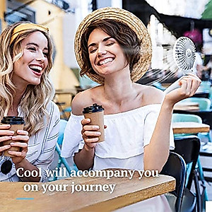 Trafikin Portable Mini Fan， Handheld Fan Personal USB Table Desk Fan with Makeup Mirror