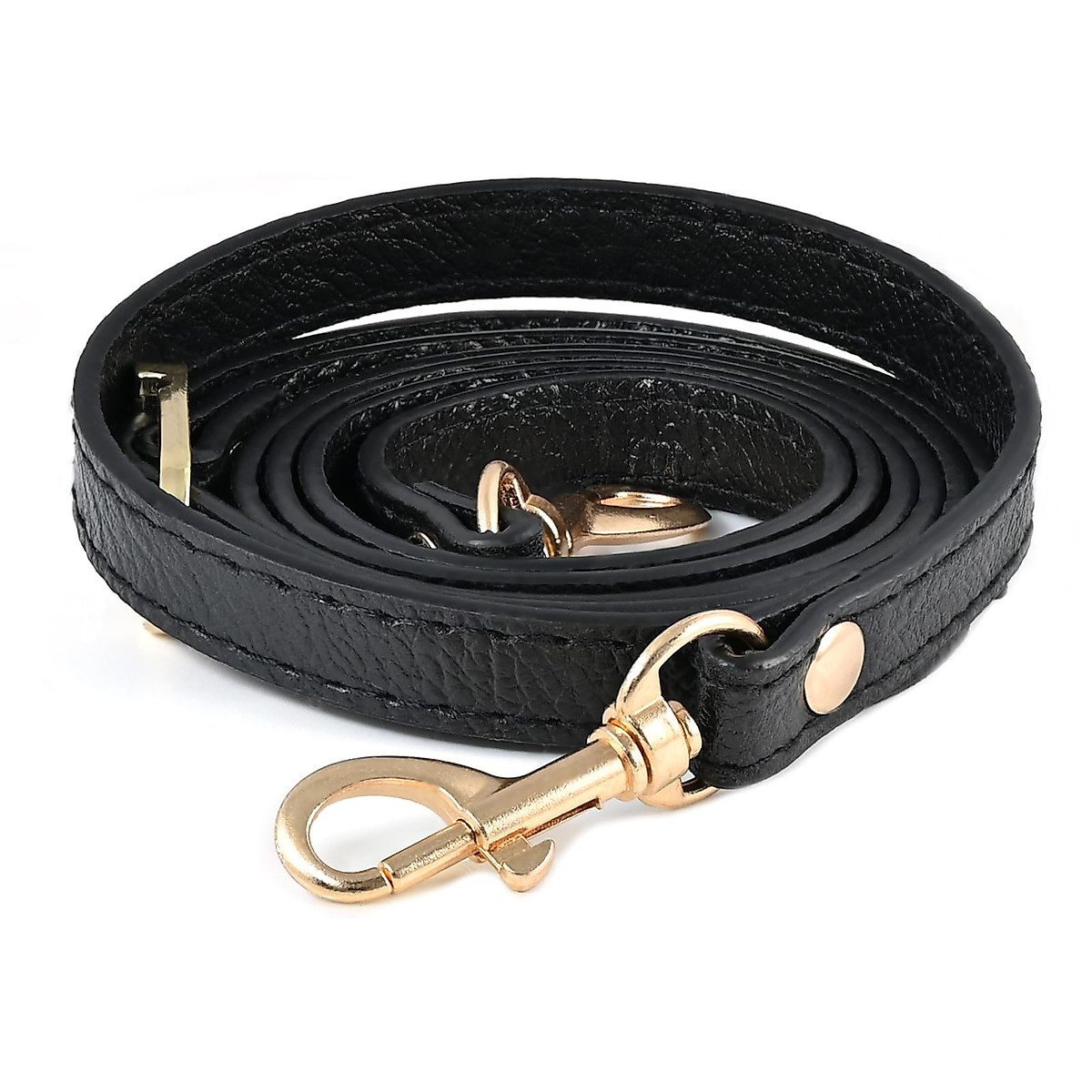 Leather Straps Replacement for Handbags,Purse Strap, Purse Straps Crossbody Replacement Adjustable (Black with Gold Buckle)