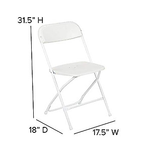 Flash Furniture Hercules™ Series Plastic Folding Chair - White - 2 Pack 650LB Weight Capacity Comfortable Event Chair-Lightweight Folding Chair