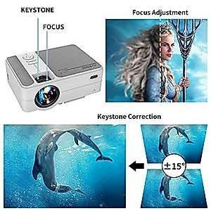 WIKISH Mini Portable Wireless Wifi Projector Bluetooth Led Outdoor Movie Hd Home Theater Video Mirror Projector for iPhone Android Gaming Ps4 Hdmi Usb