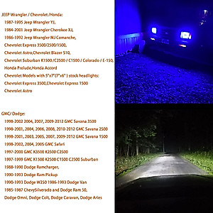 ROLINGER 2PCS H6054 Led Headlights 7x6 5x7 Auto Head Lamp Replacement 2PCS Hi/Low Sealed Beam with Blue DRL Lights Compatible with Jeep Wrangler YJ XJ Cherokee E250 Chevy Van Truck Toyota Mr2