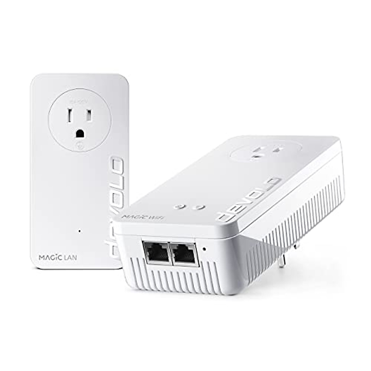 devolo Magic 2 WiFi next Powerline Starter Kit | Mesh Wi-Fi AC | 2000 Mbps | G.hn Wave 2 | Multi-User MIMO | 2 Passthrough Adapters | 3x Gb LAN Ports [2+1] | Plug & Play | Best for smart devices