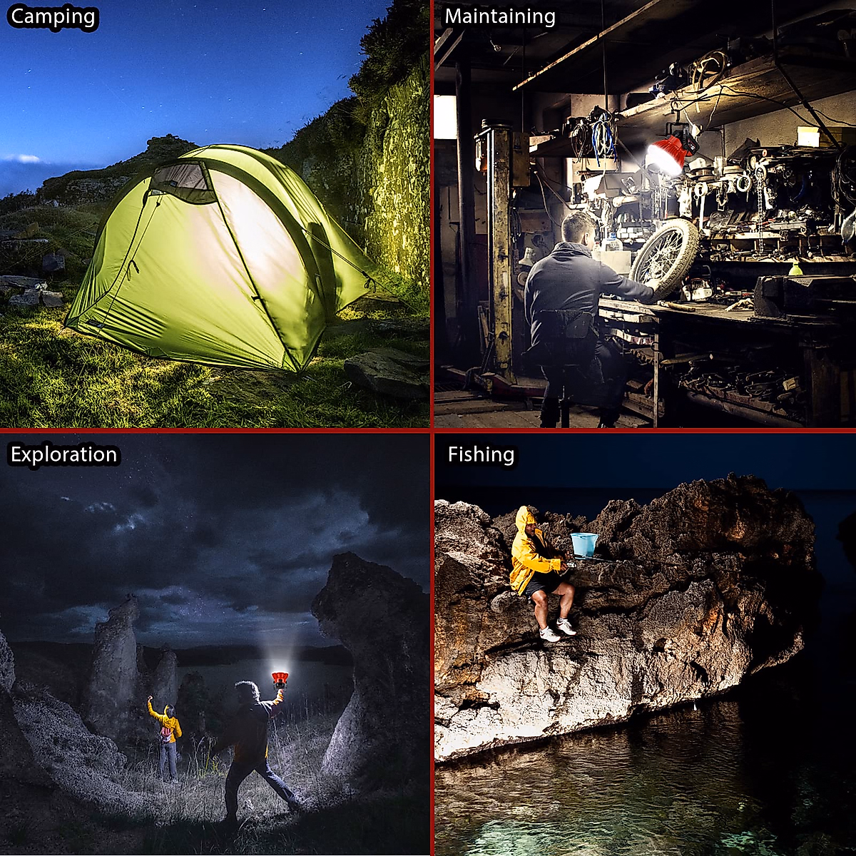 2400LM LED Camping Lantern for Milwaukee m18 Battery, 24W LED Work Light for Car Repairing , Camping, Emergency and Hurricane, Hiking, Fishing (Battery not Included)