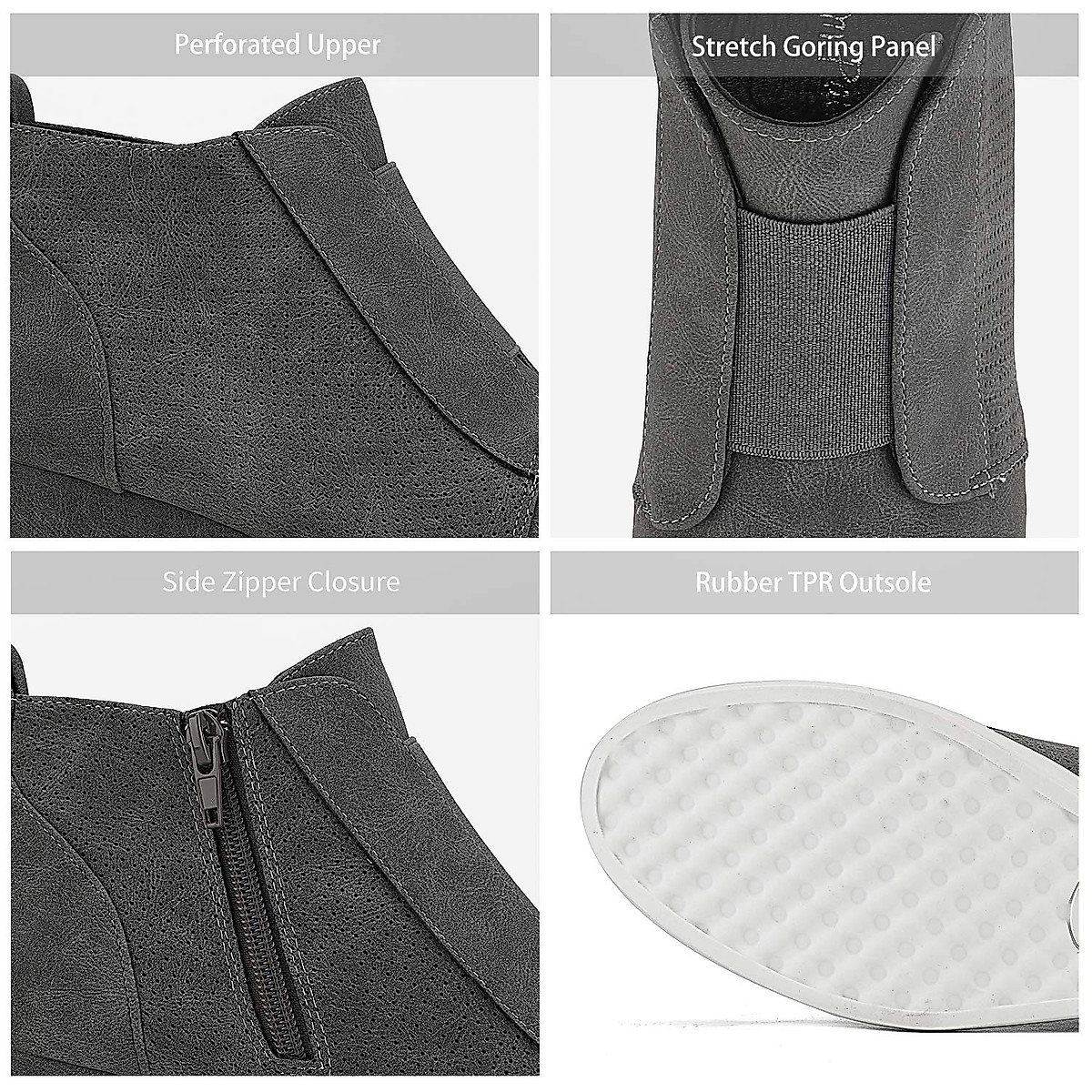 DREAM PAIRS Women’s Platform Wedge Sneakers Ankle Booties,Size 7,Grey,Wedge-SNKR