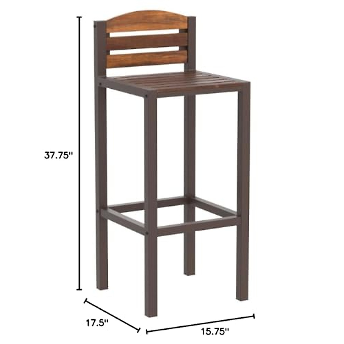 Christopher Knight Home Milos Acacia Barstools, 2-Pcs Set, Dark Brown / Rustic Metal