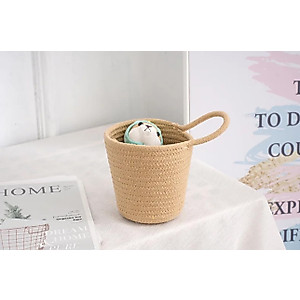 Generic Handmade Woven Oval Basket Set of 4, Cotton Rope, Hanging and Floor Decorative Basket, Home Decor