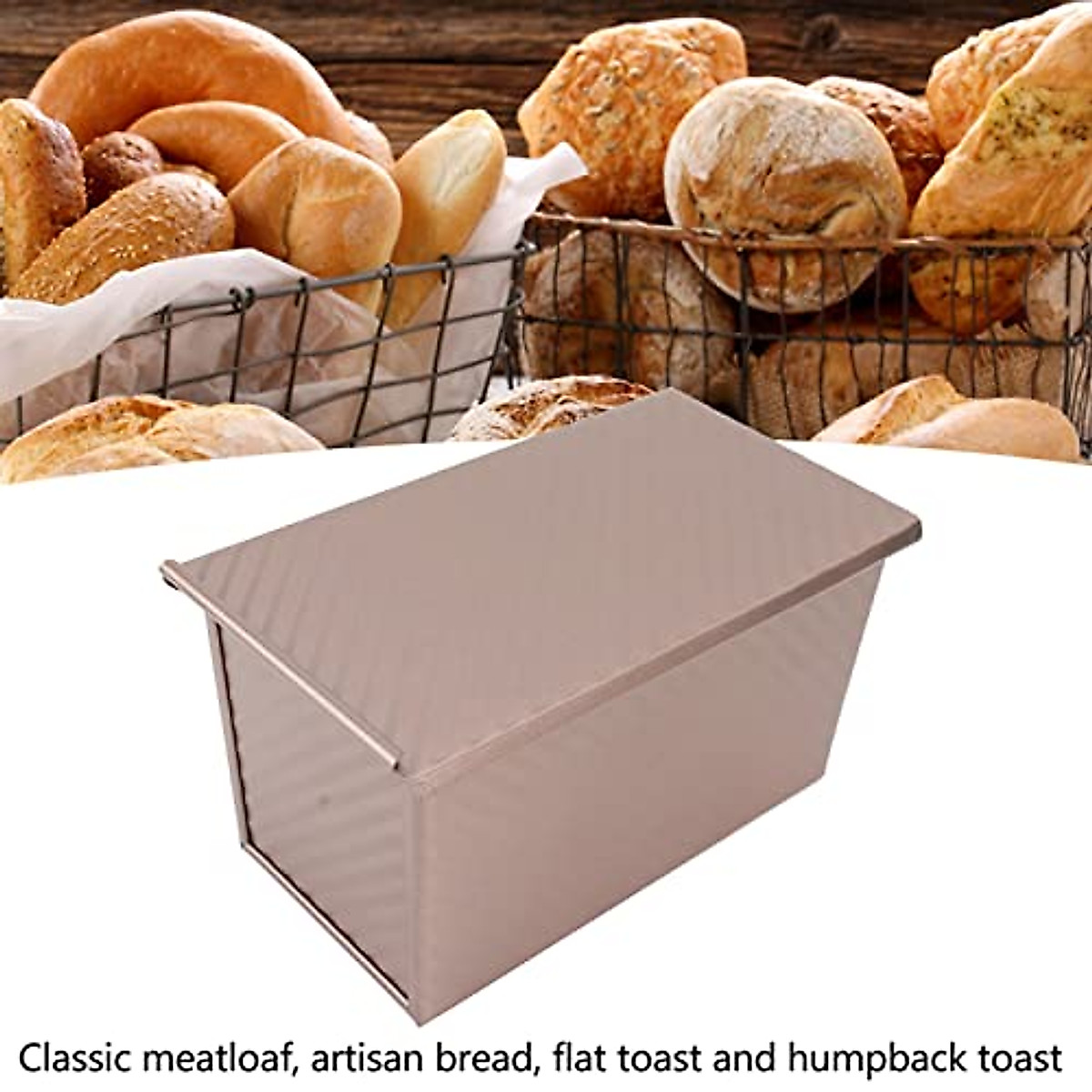 NDNCZDHC Loaf Pan with Lid, Non-Stick Bakeware for Baking Bread for Oven Kitchen, Carbon Steel Corrugated Bakewar Mold for Baking Bread