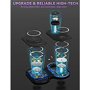 Consasy Magnetic Wireless Charger, Foldable Wireless Charger 3 in 1 Charging Station for Multiple Devices, Travel Charger for iPhone 14 13 12 Series, AirPods 3/2/Pro, iWatch 2-Ultra(Adapter Included)