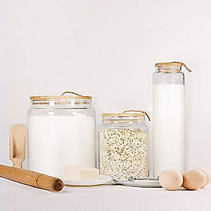 Urban Green Glass Jar with Bamboo Lid, Large Glass Food Storage Jar with Airtight Lid,1 gallon, Large Size Glass Food Storage Container, Flour Container, Kitchen Storage Jars for Candy, Cookie