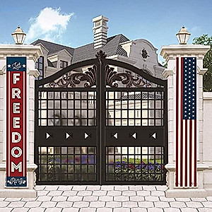 Decorations for 4th of July Decor, Hanging American Flag and “Let FREEDOM Ring” Banners, Fourth of July Party Supplies Indoor Outdoor-Red White Blue Decor Independence Day Outdoor Pull-Down Door Banners
