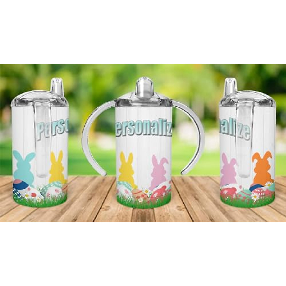 Easter #12 12oz Sippy Tumbler, Slide Door with Straw, Boys Or Girls, Personalize, Add Name, Eggs, Bunny Backs, Put In Baskets, Gift, Keeps Drink Cold or Hot