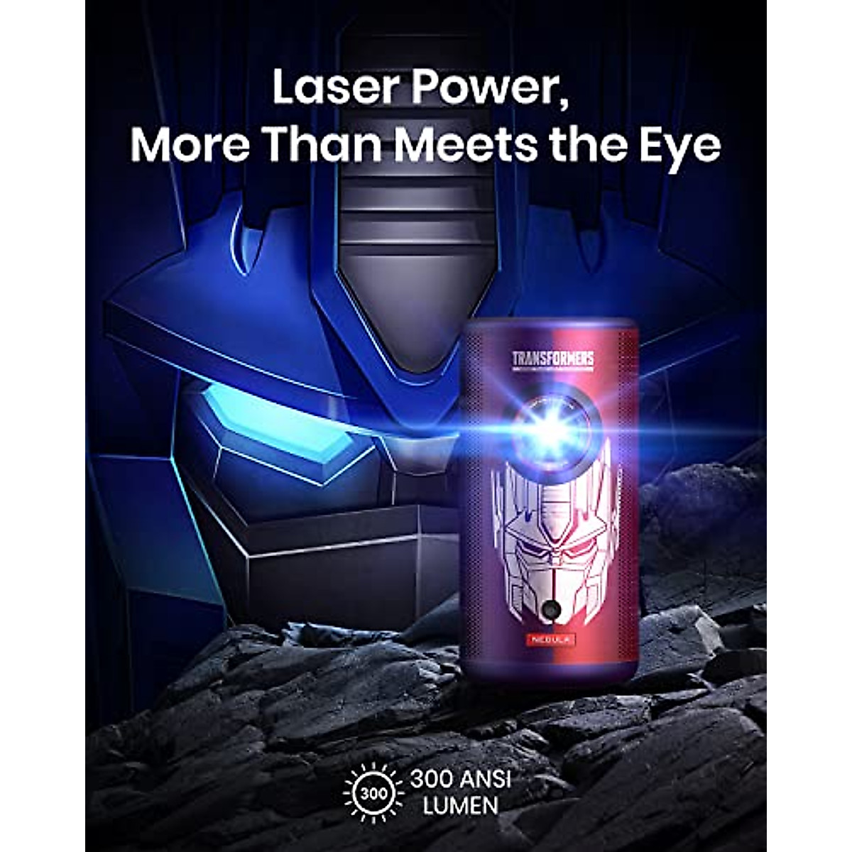 NEBULA Anker Capsule 3 Laser Transformers SE 1080p, Smart, Wi-Fi, Mini Projector, Portable Projector, Dolby Digital, Laser Projector, Autofocus, 120-Inch Picture, Built-in Battery, 2.5 Hrs of Playtime