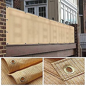 ALBN Balcony Privacy Screen Windshield Sunshade with Rope and Cable Ties, 100% HDPE Garden Balcony Cover, 48 Sizes (Color : Beige, Size : 100x270cm)
