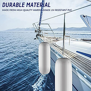 VOYOCHT Boat Fenders 4 Pack 10 x 28 Inches Ribbed Center Hole Boat Fenders Bumpers for Docking(White)