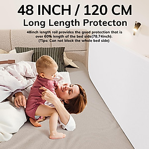 omzer Travel Bed Rails for Toddlers - Foldable Portable Safety Rail with No Drill, Short Bed Rail Guard for Baby Child/Elderly, Height Adjustable for Crib Twin Queen Full King Size Bunk Bed -48 Inch