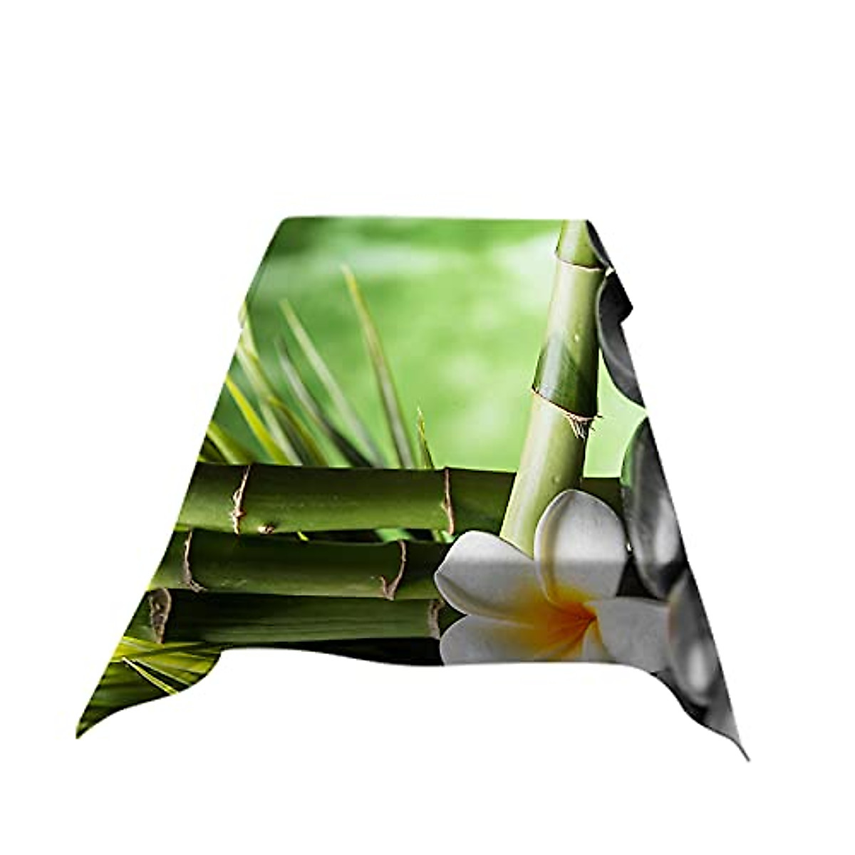 EKOBLA Bamboo Table Cloth Zen Basalt Stones Frangipani Flower Therapy Pebble Nature Rectangle Table Covers 52x70 Inch (132x178cm)