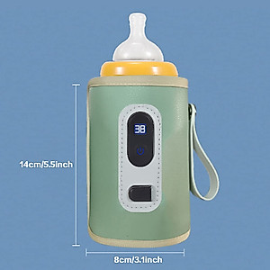 Baby Bottle Warmer Portable Travel Baby Bottle Warmer for Car, 5-Speeds Temperature Adjustment Drink Warm Milk Bottle Insulation Cover with USB Cable