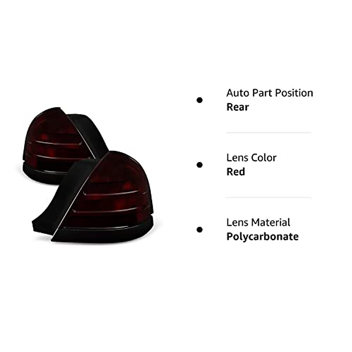 ACANII - For Red Smoke 1999-2011 Ford Crown Victoria w/ 2 Bulb Socket Tail lights Brake Lamps