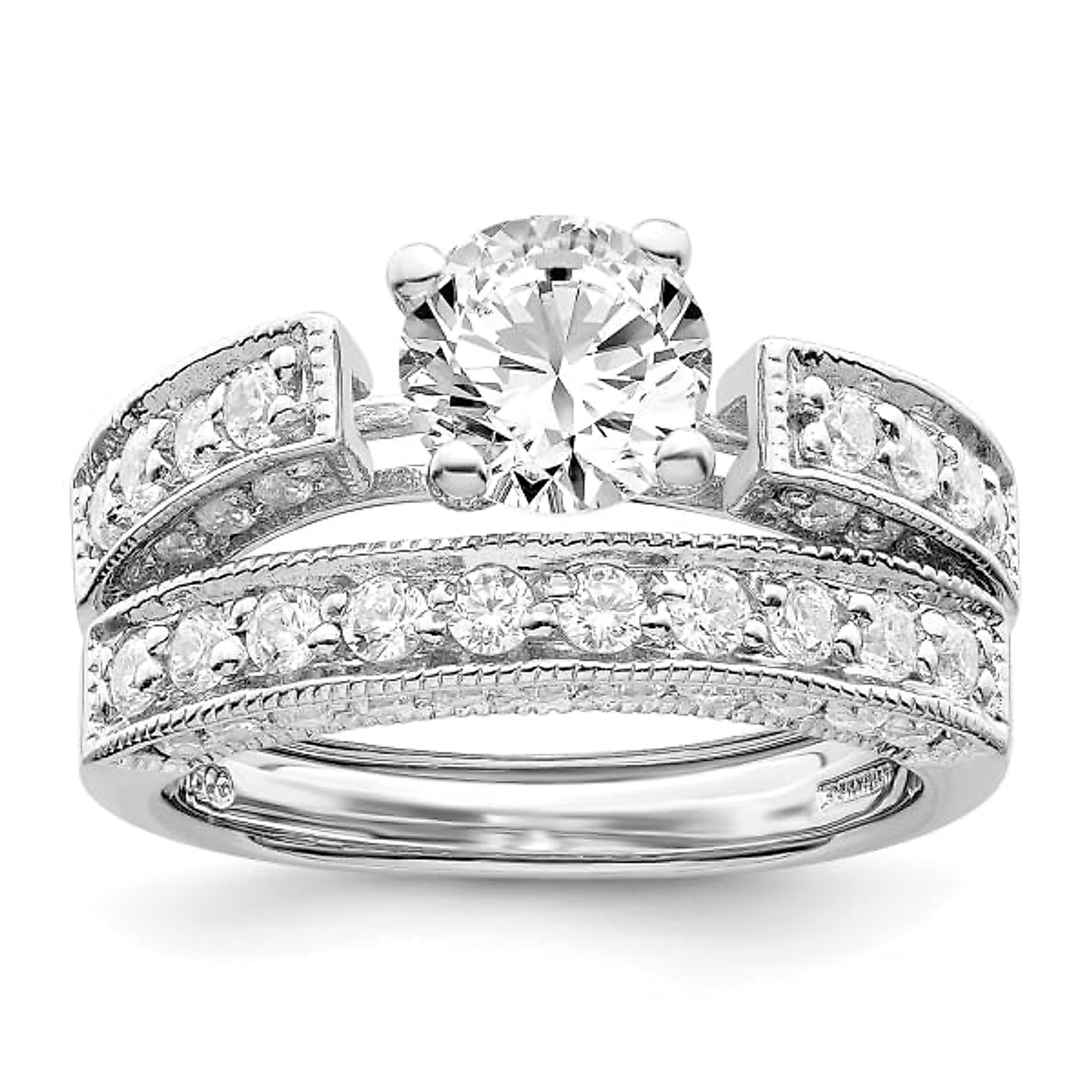IceCarats 925 Sterling Silver Cubic Zirconia CZ Wedding Band Engagement Ring Bridal Jewelry Set Size 6