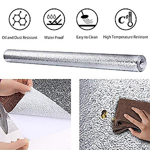 Gneric Kitchen Backsplash Aluminum Foil Wall Paper Oil-Proof Wall Sticker DIY Self-Adhesive for Stove Cabinet Countertop Drawer (40*100cm, 1Pc)
