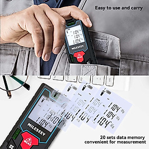 MiLESEEY Laser Measure, 131/328ft Laser Tape Measure with 2 Bubble Levels, Laser Distance Measure with Backlit LCD, Add/Sub, Mute Mode, Pythagorean Mode, Measuring Distance, Area & Volume