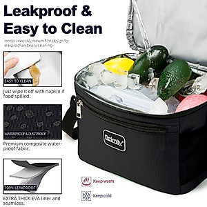 BEIMILY 2 Pack Insulated Lunch Bag Lunch Box for Women Men Insulated Cooler Lunchbox,Small Soft Sided Cooler Hand bags,lunch box for work with Adjustable Shoulder Strap (black+black),2305AC