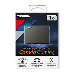 Toshiba 1TB Canvio Gaming - Portable External Hard Drive Compatible with Most PlayStation, Xbox and PC Consoles, USB 3.2. Gen 1 Technology, Black (HDTX110EK3AA)