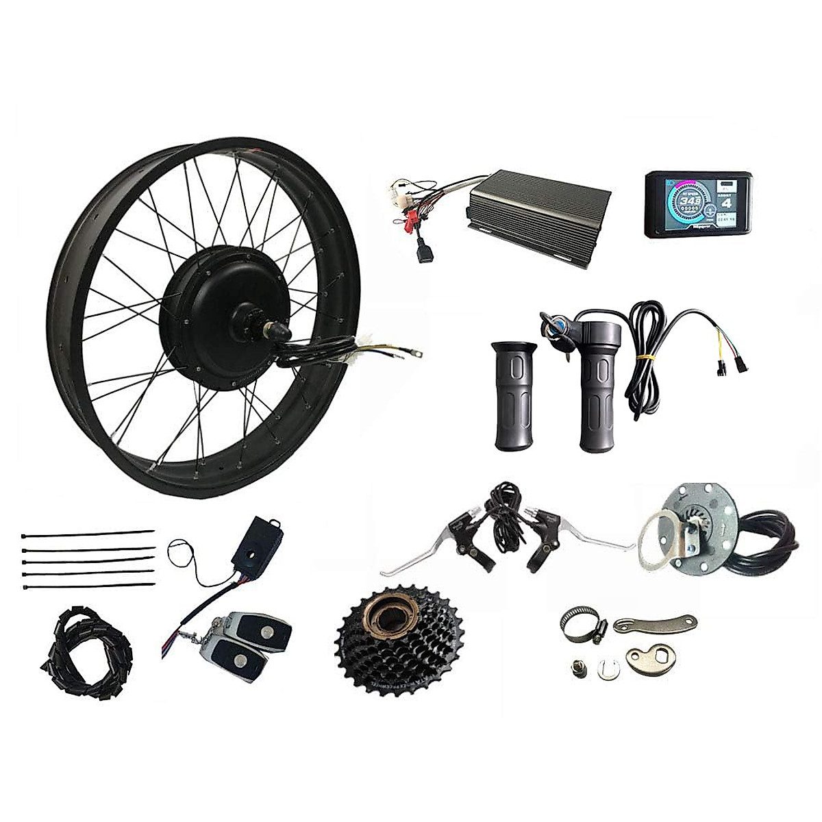 3000W Rear Wheel Electric Fat Bike Conversion Kit, 72V 80A Sabvoton Programmable Controller, 7-Speed Flywheel, Torque Arm (20 * 4.0 Rear)