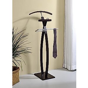 KB Designs - Modern Wood/Metal Suit Tie Valet Stand Rack, Clothing Organizer, Walnut