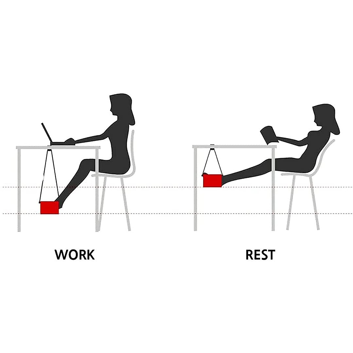 Yamasan Foot Hammock Under Desk with Separate Cushion Footrest Adjustable Office Foot Rest Under Desk Hammock Portable Desk Feet Hammock