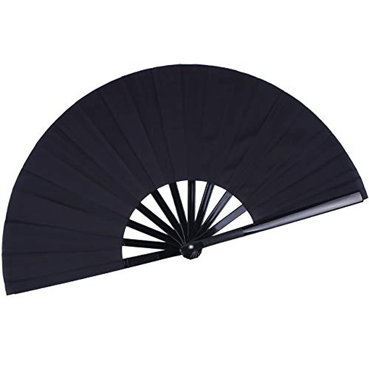 HONSHEN Folding Fan Chinese Hand Fan Performance Fan Nylon-Cloth Fan 13 inch (Black)