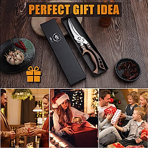 Heavy Duty Poultry Shears with Serrated Edge - For Chicken, Bone, Meat, Turkey, Fish - No Rust, Spring Loaded, Stainless Steel Kitchen Scissors