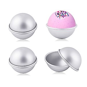 Bloss Bath Bomb Molds 4 Set 8 Pieces, DIY Metal Bath Bomb Mold 3.5 Inches 9CM, bath bomb making kit, Bath Bomb Press Soap Making Mold Supplies Kit