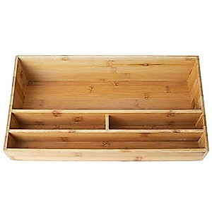 Mind Reader Bali Collection, 6-Compartment Bamboo Cup, Lid and Condiment Storage, Countertop Organizer, Brown