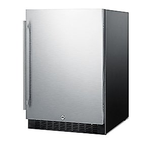 Summit SPR627OS Outdoor Built-In Undercounter All-Refrigerator with Glass Shelves and Lock, 24", Stainless Steel/Black