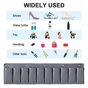 RVZONE RV Shoe Pockets 10 Pockets Heavy Hanging Bedside Storage Organizer with Sturdy Hooks Storage Pockets Hangs on bed for Shoes Toys and Tool Accessories