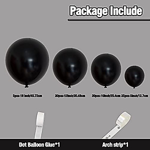 100Pcs Black Party Latex Balloons, 18"+12"+10"+5" Black Balloons Arch Kit as Birthday Party Balloons Gender Reveal Balloons Baby Shower Balloons Wedding Anniversary Bridal Shower Party Decorations