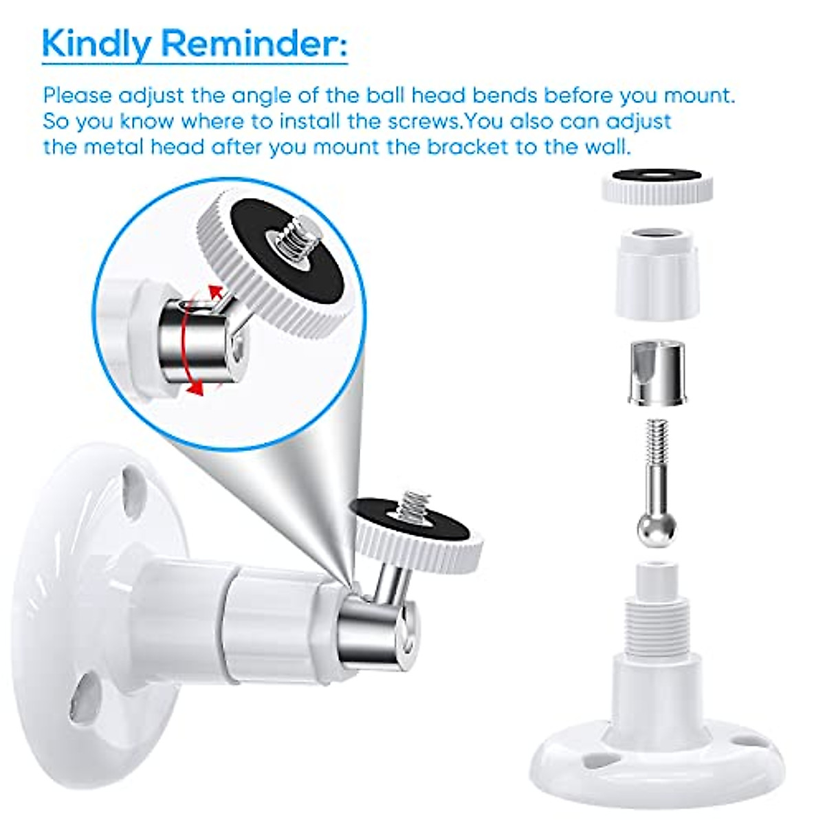 FastSnail Wall Mount Compatible with Wyze Cam Pan & Wyze Cam Pan V2 & Wyze Cam V3, Adjustable Indoor Outdoor Mount for WyzeCam Pan/WyzeCam Outdoor/WyzeCam V3 or Other Cam with Same Interface 2 Pack