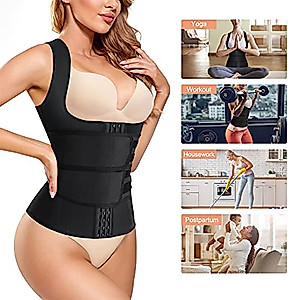Eleady Waist Trainer Vest for Women Corset Trimmer Belt Slimming Body Shaper Tummy Control Cincher Workout Girdle (Black, Medium)