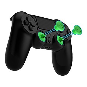 eXtremeRate ThumbsGear Interchangeable Ergonomic Thumbstick for PS5 Controller, for PS4 All Model Controller - 3 Height Domed and Concave Grips Adjustable Joystick - Green