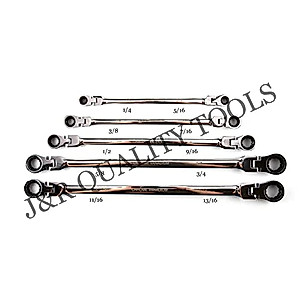 VCT 5pc Flex-Head Double Box End Ratcheting Wrenches CrV XL Design SAE 1/4" Through 13/16"…