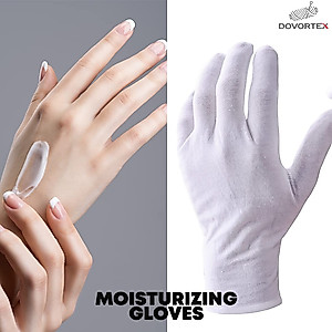 DOVORTEX 24 Pcs White Cotton Gloves, Protective Gloves for Dry Hands, Moisturizing Gloves, Inspection Gloves, Machine Washable