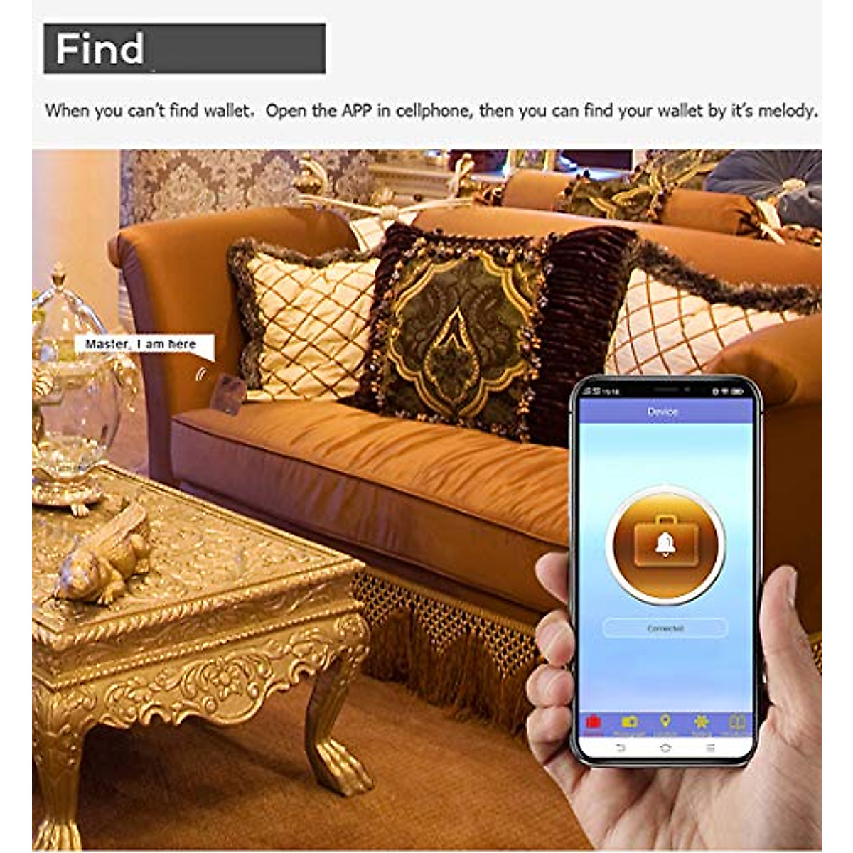 Clever Anti-Lost Wallet with Alarm, Bluetooth, Position Record (via Phone GPS) Tracker Item Finder, Cowhide Leather Locator Vintage Retro Style Trackable Intelligent Minimalist Purse (Brown, Vertical)