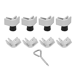 Aluminum Flame Guard Glass Connector 4 Tempered Glass Connectors with Rubber Feet for Custom Sized Fire Pit Wind Guard Suitable for 3/16? Tempered Glass